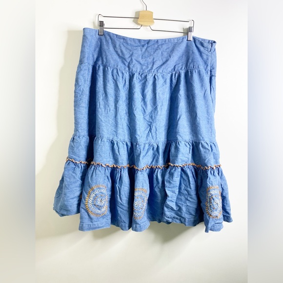 Vintage | Skirts | Vintage Carole Little Denim Blue Midi Broom Skirt ...